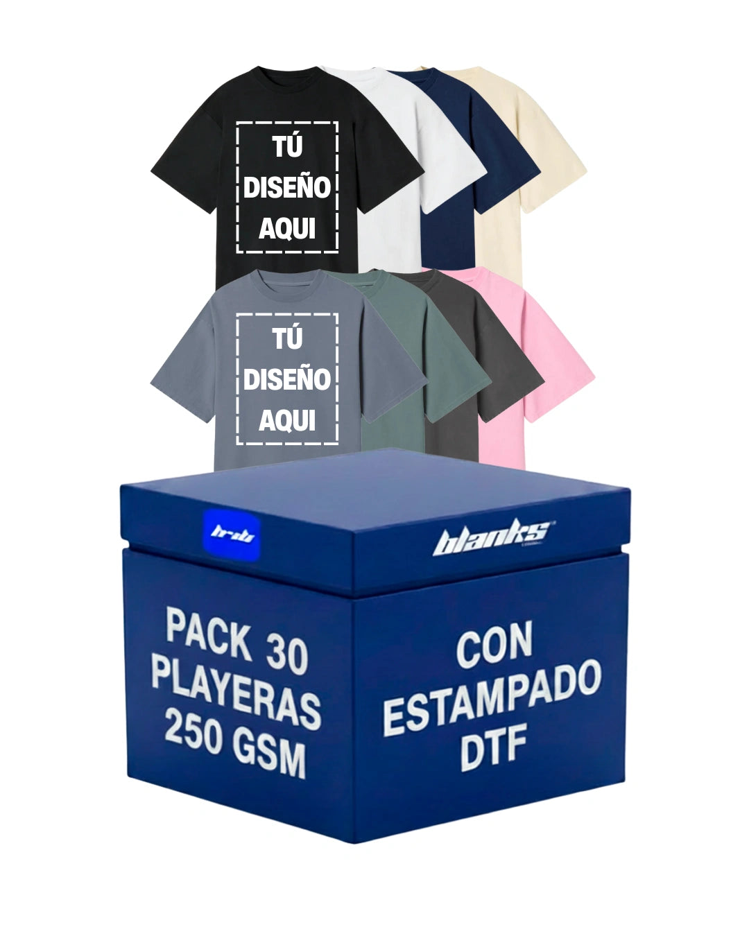 30 PLAYERAS DE 250 GSM CON PERSONALIZACION DTF – BLANKS4BRANDS